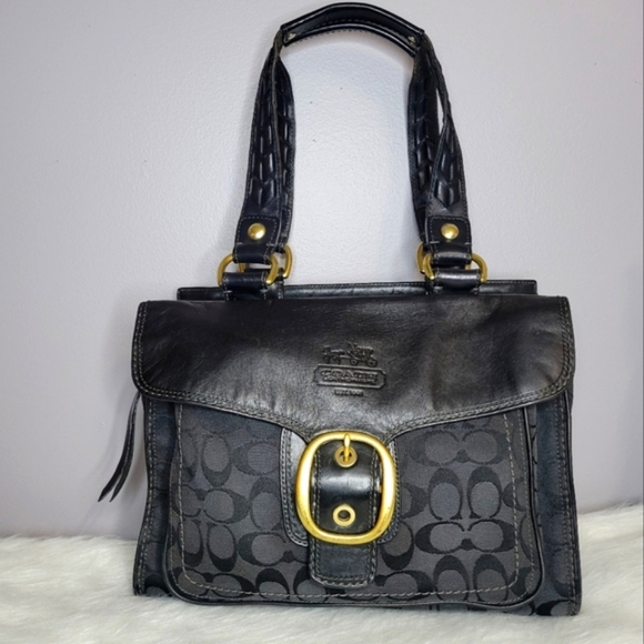 Coach | Bags | Vintage Coach Signature Black Bleecker Satchel | Poshmark